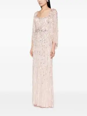 Jenny Packham Floral-appliqué Fitted Dress - Pink