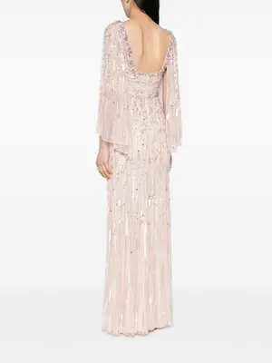 Jenny Packham Floral-appliqué Fitted Dress - Pink