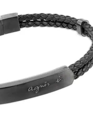 AGNES B. Braided Logo-plaque Bracelet - Black