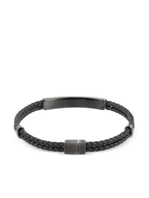 AGNES B. Braided Logo-plaque Bracelet - Black