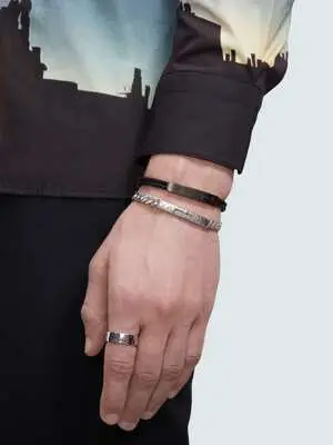 AGNES B. Braided Logo-plaque Bracelet - Black