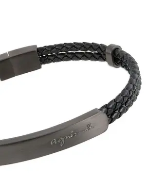 AGNÈS B. Logo-engraved Braided Leather Bracelet