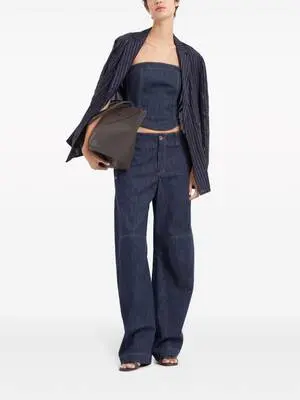 Brunello Cucinelli Denim Strapless Cropped Top