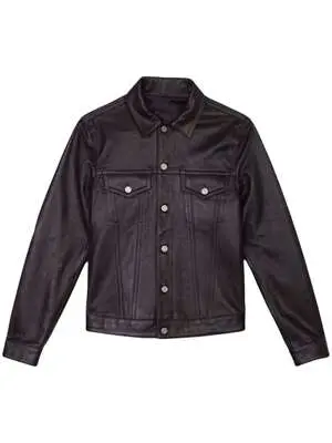 PURPLE BRAND Button-up Leather Shirt Jacket