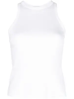 Sandro Ribbed Tank Top With Embroidered Logo - White
