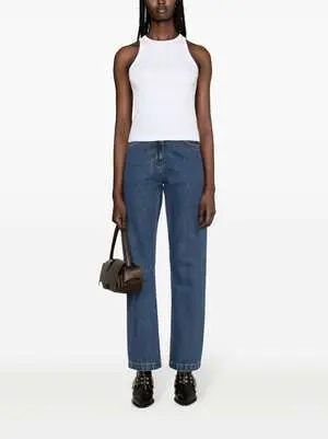 Sandro Ribbed Tank Top With Embroidered Logo - White