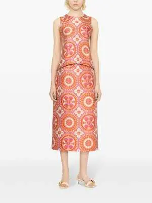 La DoubleJ Patterned Jacquard Midi Pencil Skirt - Neutrals