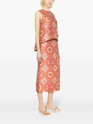 La DoubleJ Patterned Jacquard Midi Pencil Skirt - Neutrals