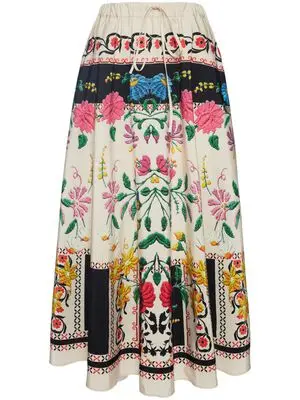 La DoubleJ Piazza Placée-print Midi Skirt - Neutrals