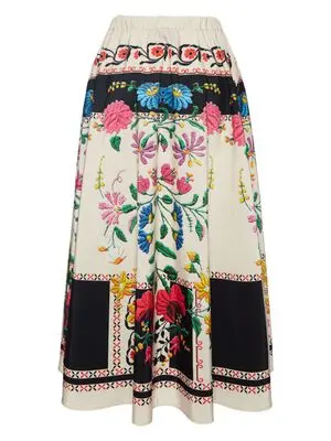 La DoubleJ Piazza Placée-print Midi Skirt - Neutrals