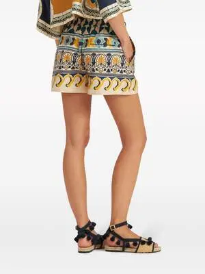 La DoubleJ Abstract-pattern Cotton Shorts - Blue