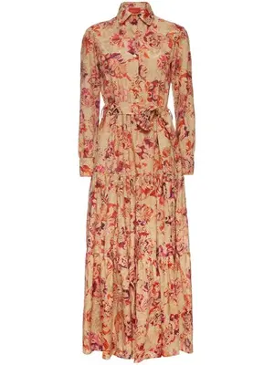 La DoubleJ Bellini Floral-print Shirt Dress - Neutrals