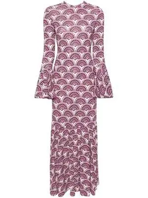 La DoubleJ Alba Fans-print Maxi Dress - Purple