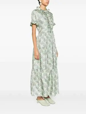 La DoubleJ Fan-print Maxi Dress - Green
