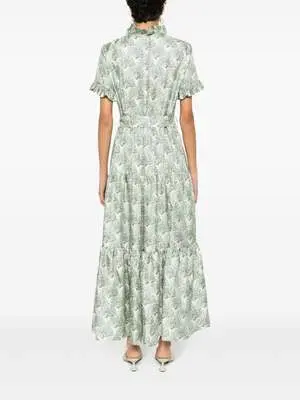 La DoubleJ Fan-print Maxi Dress - Green
