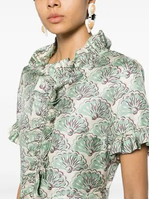 La DoubleJ Fan-print Maxi Dress - Green