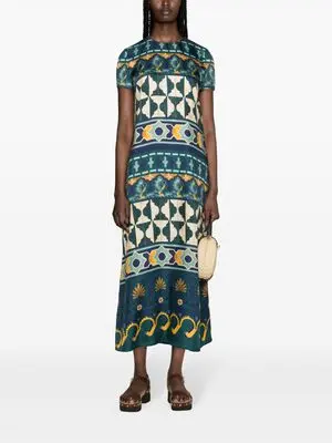 La DoubleJ Geometric-print Silk Swing Dress