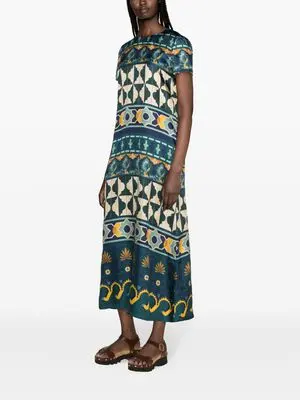La DoubleJ Geometric-print Silk Swing Dress