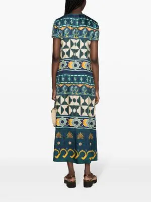 La DoubleJ Geometric-print Silk Swing Dress