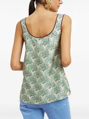 La DoubleJ Twirl Graphic-print Silk Top - Green
