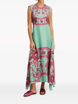 La DoubleJ San Carlo Printed Silk Dress - Green