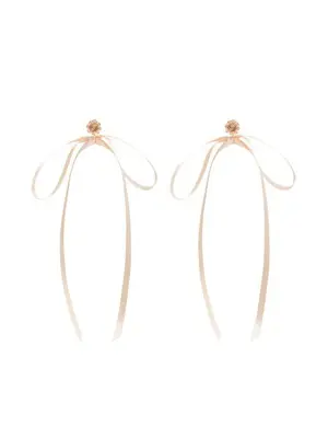 Simone Rocha Bow Ribbon Beaded Stud Earrings - Pink