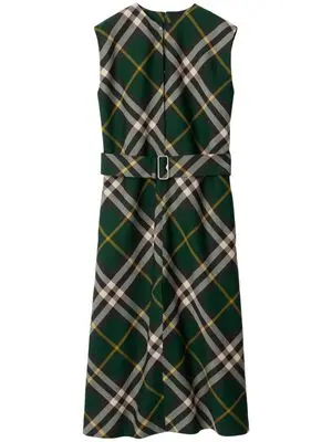 Burberry Nova Check Wool Midi Dress