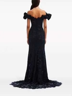 Oscar De La Renta Mixed Botanical Guipure-lace Maxi Dress