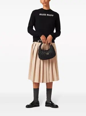 Miu Miu Wool And Cashmere Sweater With Intarsia Logo