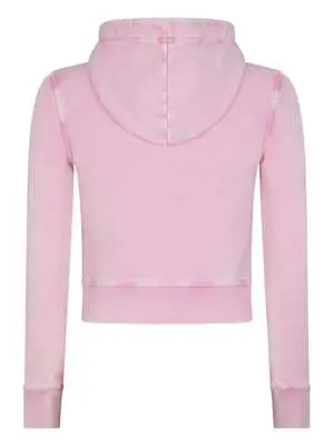 Dsquared2 Cropped Cotton Hoodie With Slogan Print