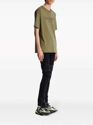 Balmain Logo-embroidered Cotton T-shirt - Green