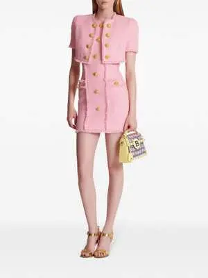 Balmain Button-embellished Tweed Minidress