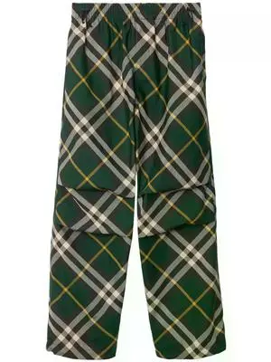 Burberry Wide-leg Checkered Trousers - Green