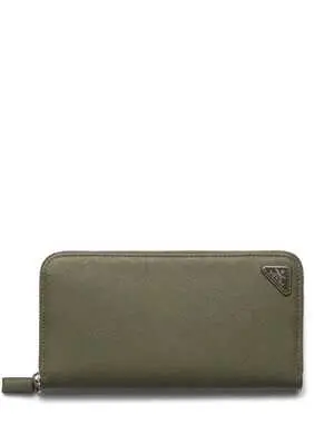 Prada Logo-plaque Saffiano Leather Wallet - Green