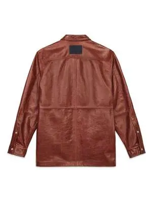 PURPLE BRAND Press-stud Leather Shirt Jacket