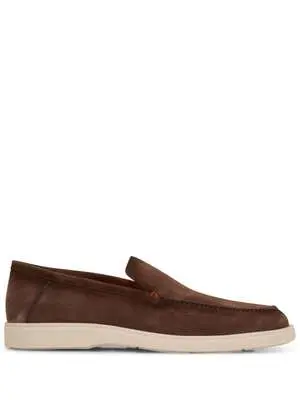 Santoni Almond-toe Suede Loafers - Brown