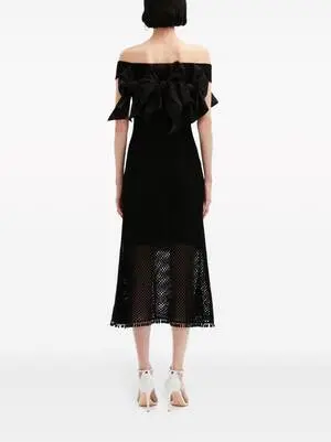Oscar De La Renta Open-knit Midi Dress With Bow Detailing