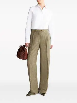 Etro Slub-effect Tailored Trousers - Green