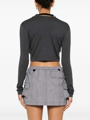 COURREGES Cropped Fine-knit Cardigan