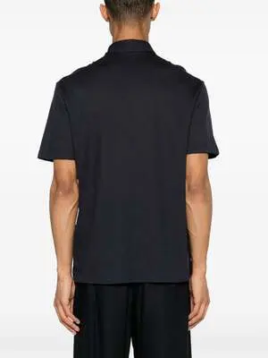 Brioni Logo-embroidered Wool Polo Shirt - Blue