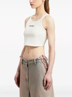 Palm Angels Logo-print Cotton Tank Top - White