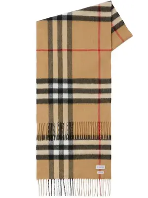 Burberry Check-pattern Fringed Scarf - Brown