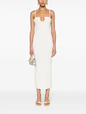Jacquemus Sierra Ribbed Knit Midi Dress - White