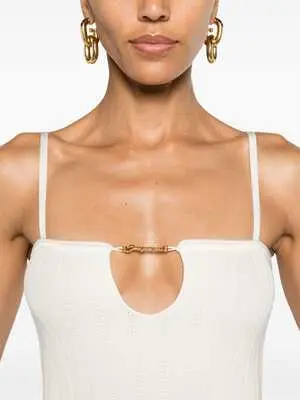 Jacquemus Sierra Ribbed Knit Midi Dress - White