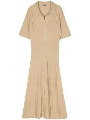 JOSEPH Split-neck Wool Midi Dress