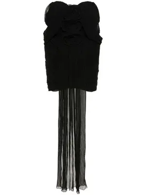 Magda Butrym Off-shoulder Plissé Mini Dress - Black