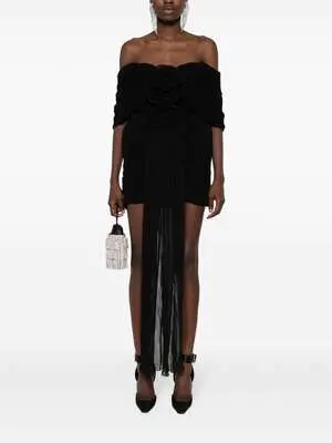 Magda Butrym Off-shoulder Plissé Mini Dress