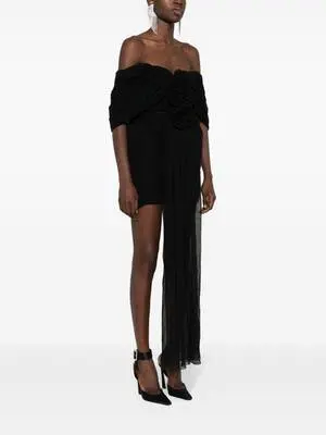 Magda Butrym Off-shoulder Plissé Mini Dress