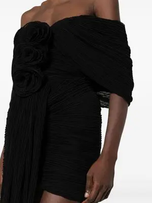 Magda Butrym Off-shoulder Plissé Mini Dress