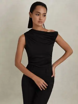 REISS Dylan Ruched Off-the-shoulder Top